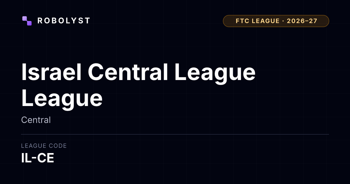 Israel Central League League — FTC 2026–2027 - Robolyst